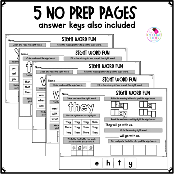 Sight Word Practice - Fry Words - No Prep Worksheets - FREE | Made By ...