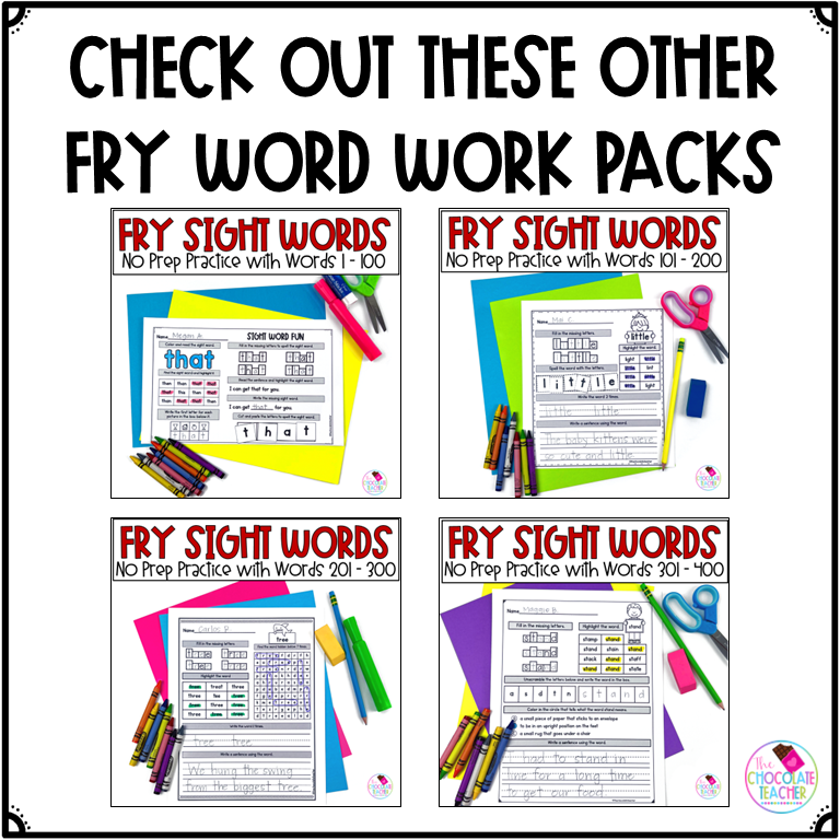 Sight Word Practice - Fry Words - No Prep Worksheets - FREE | Made By ...