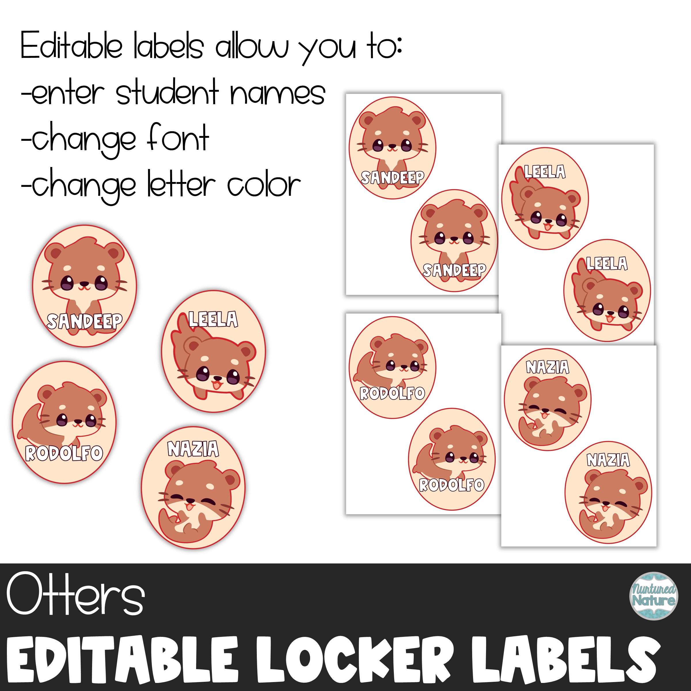 Otters Locker Labels - Editable Cubby Tags - Easy Classroom Decor ...