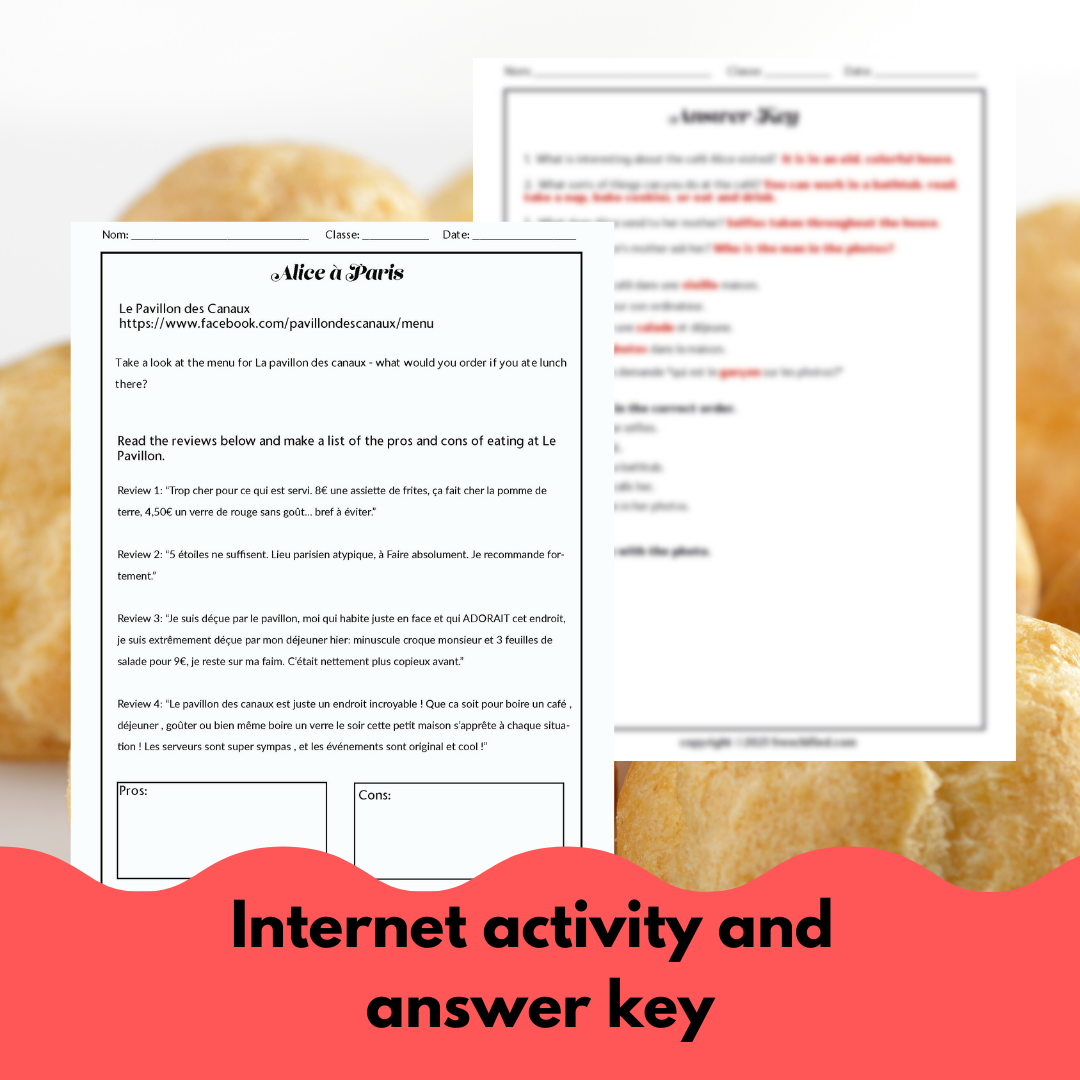 Activities to accompany Alice in Paris Season 1 Episode 4 | Made By ...