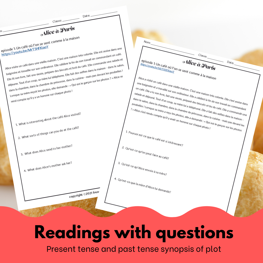 Activities to accompany Alice in Paris Season 1 Episode 4 | Made By ...