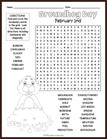 Groundhog Day Word Search Puzzle Worksheet Activity | Made By Teachers