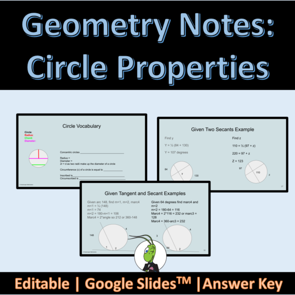 Circle Properties Geometry Google Slide Notes and Pictures Digital ...
