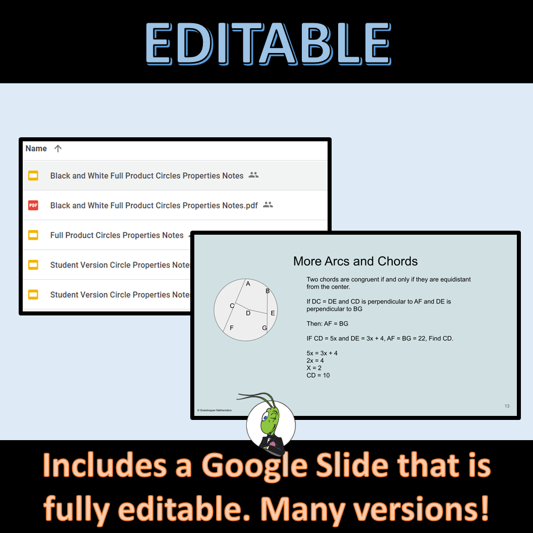Circle Properties Geometry Google Slide Notes and Pictures Digital ...