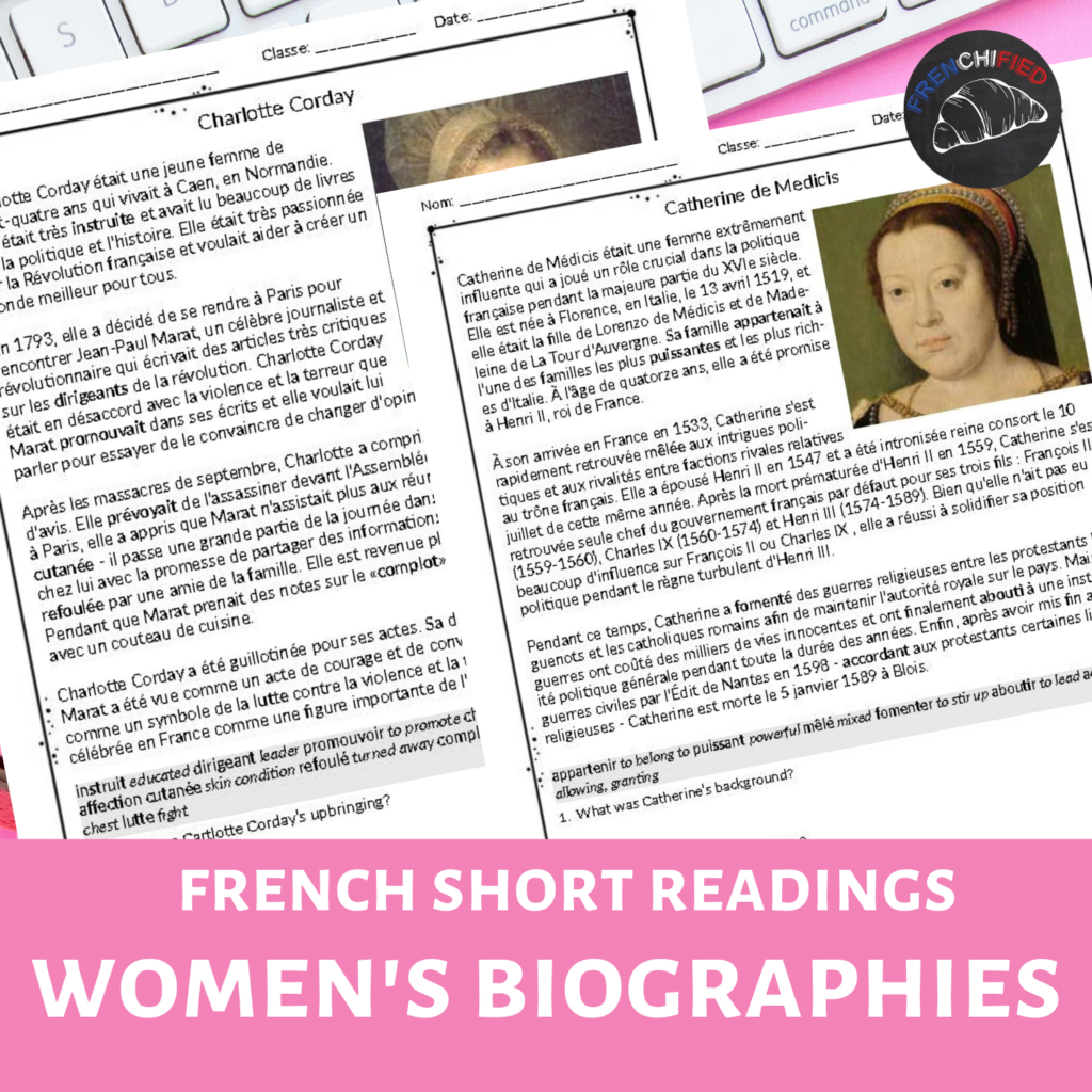 Short French reading passages - Women's Biographies | Made By Teachers