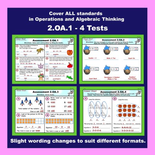 2nd Grade Math Addition and Subtraction 2.OA Tests | Made By Teachers