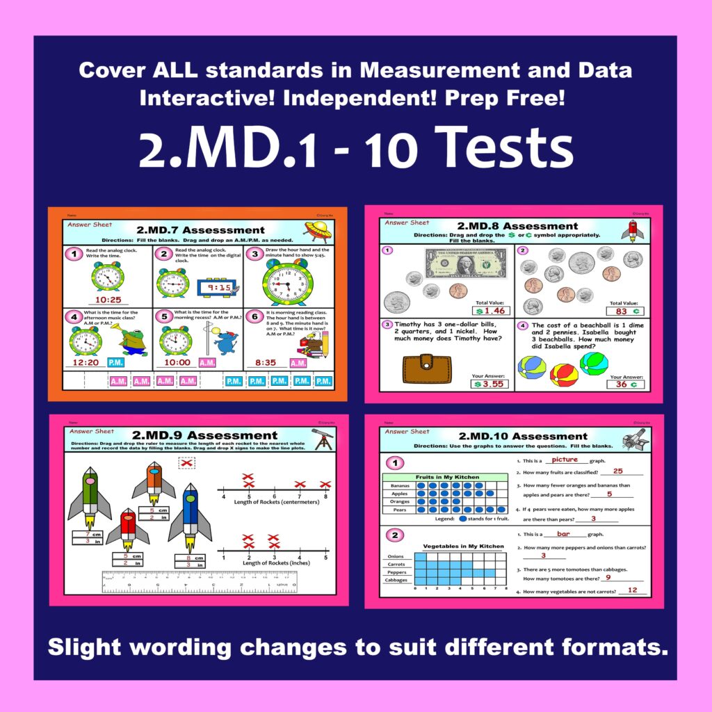 2nd Grade Math Measurement and Data 2.MD Tests | Made By Teachers