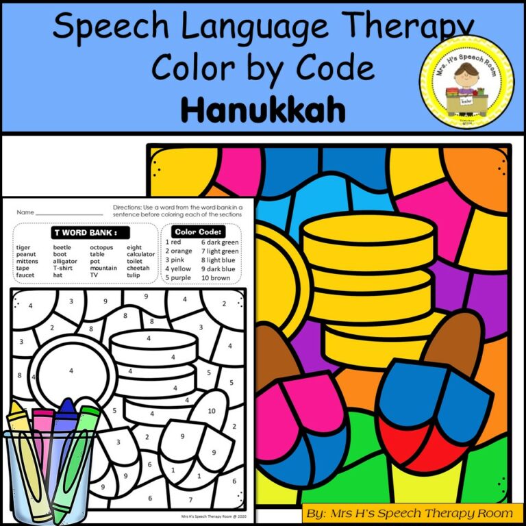 Hanukkah Speech Therapy Color By Code Grab and Go Activity | Made By ...
