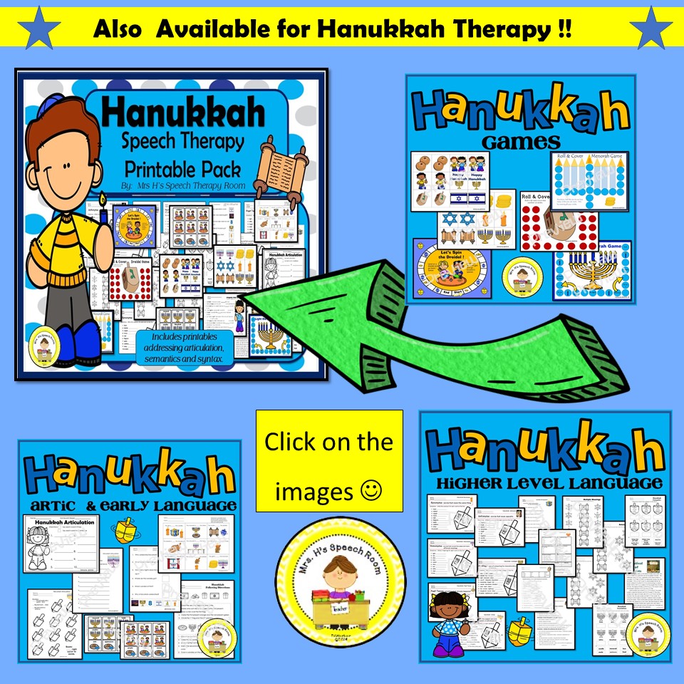 Hanukkah Speech Therapy Color By Code Grab and Go Activity - Made By ...