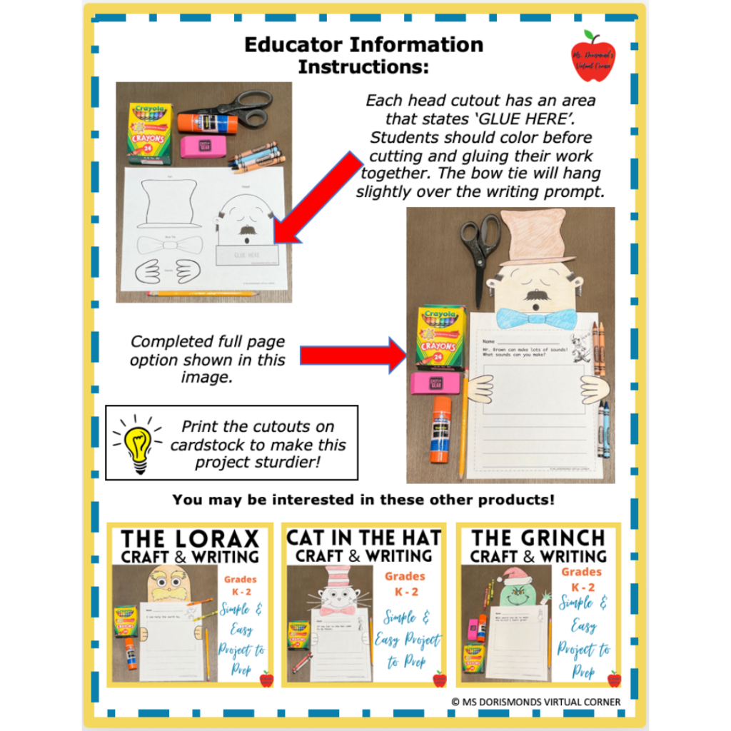Mr. Brown Can Moo (Inspired) Art Craft and Writing Activity (K-2 ...