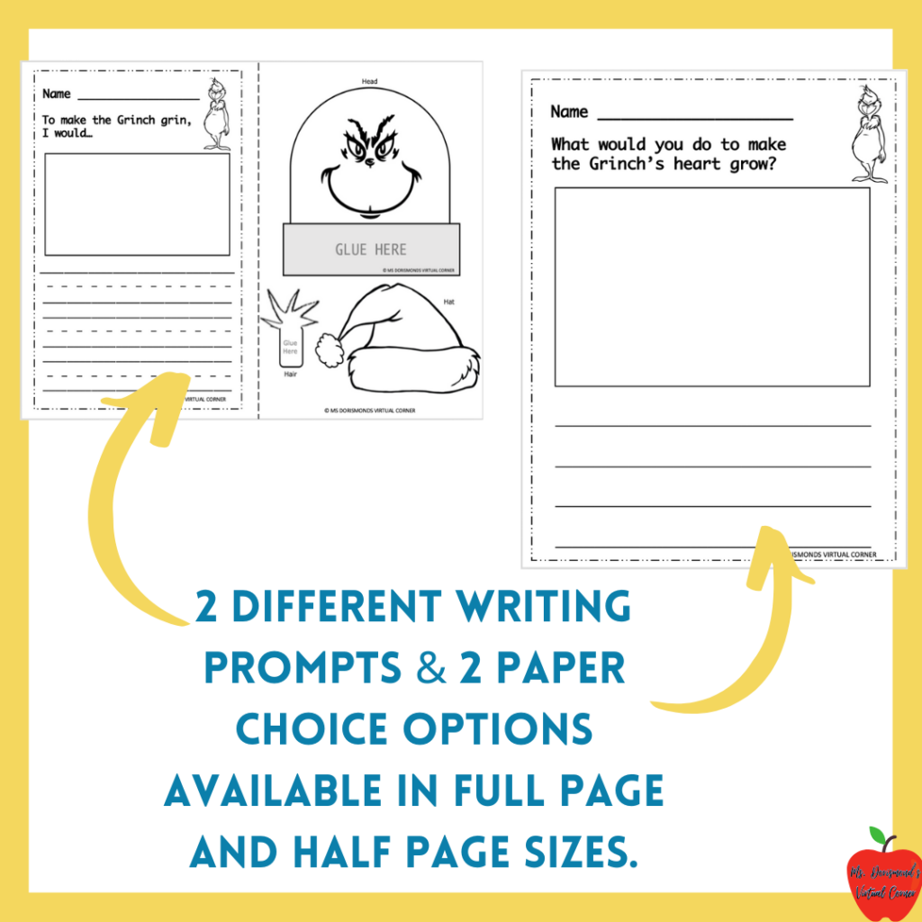The Grinch (Inspired) Art Craft and Writing Activity (K-2) | Made By ...