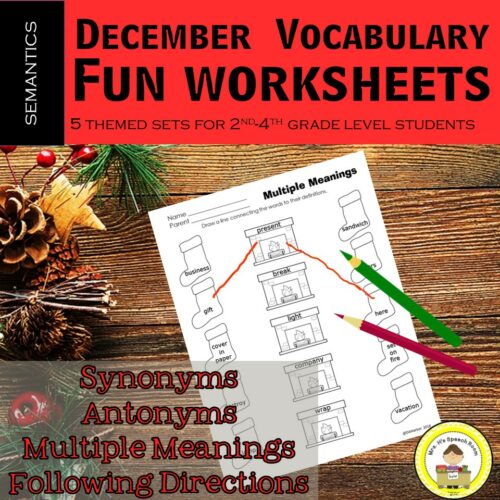 December Vocabulary -Synonyms, Antonyms, Multiple Meanings, Following ...
