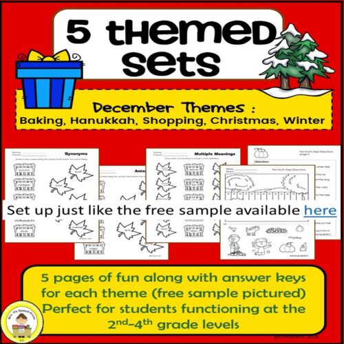 December Vocabulary -Synonyms, Antonyms, Multiple Meanings, Following ...