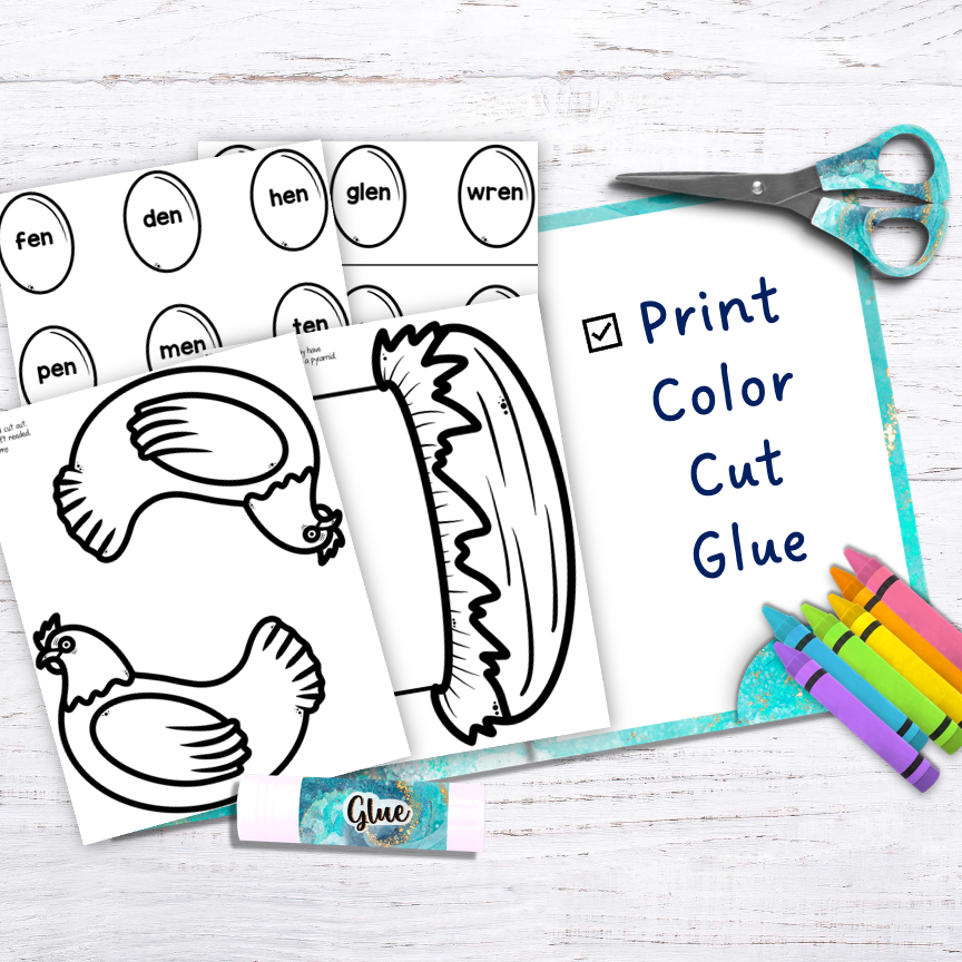 Short E Vowel Craft | EN Hen | EN Word Family | Made By Teachers