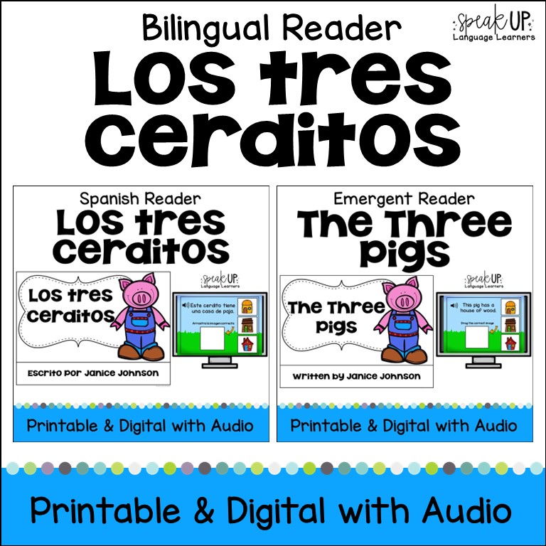 Bilingual Los Tres Cerditos Fairy Tale Reader Easy Beginning Mini Book ...