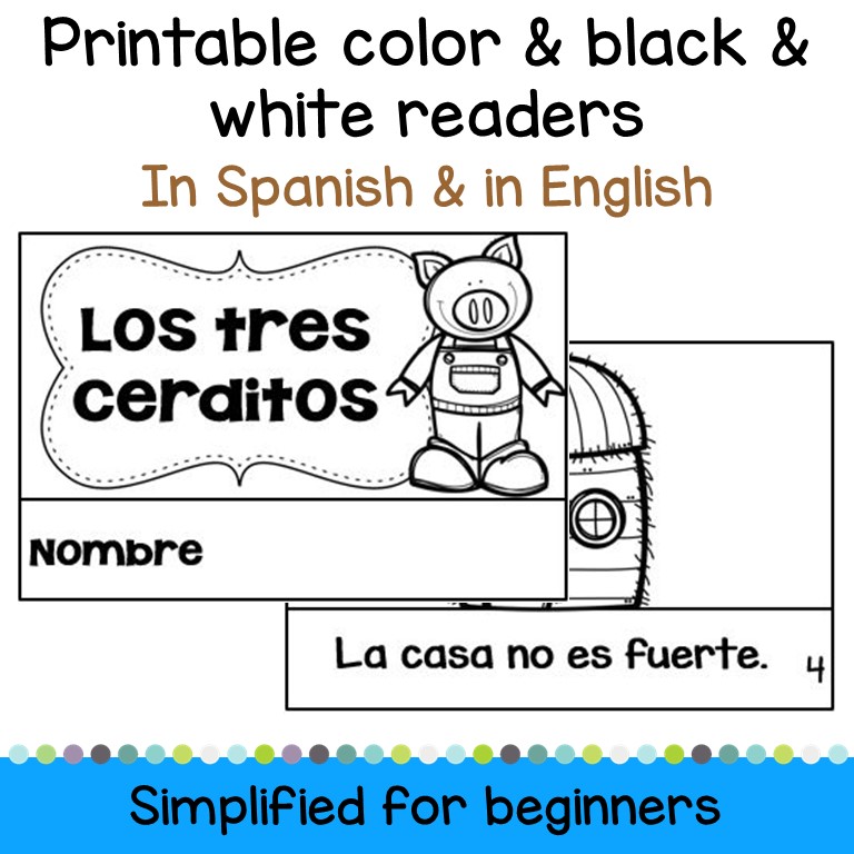 Bilingual Los Tres Cerditos Fairy Tale Reader Easy Beginning Mini Book ...