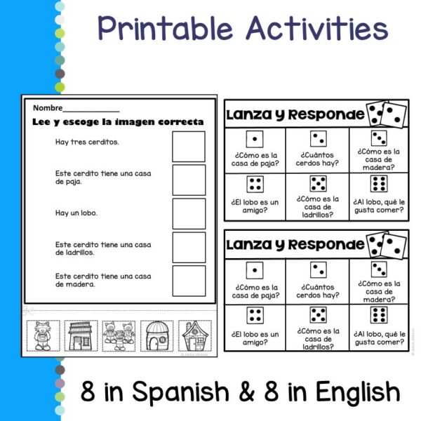 Bilingual Los Tres Cerditos Fairy Tale Reader Easy Beginning Mini Book ...