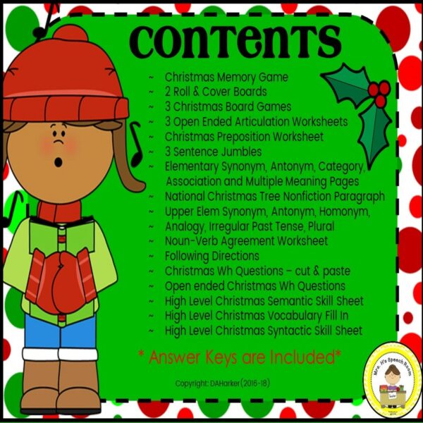 Christmas Speech Therapy Printable Pack - Made By Teachers