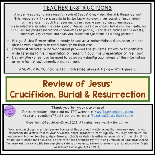 Review of Jesus Crucifixion Burial & Resurrection Bible Overview with ...