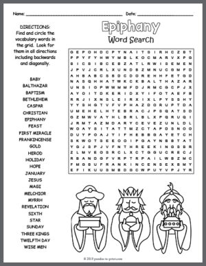 THREE KINGS DAY Activity - Epiphany Word Search Worksheet | Made By ...