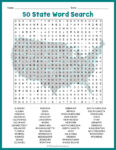 USA GEOGRAPHY Worksheet - All 50 (Fifty) US States Word Search Puzzle ...