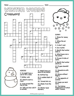 WINTER VOCABULARY Crossword Puzzle Worksheet Activity | Made By Teachers