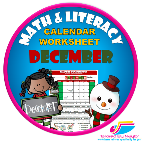 December Calendar Math and Literacy Worksheet - Made By Teachers