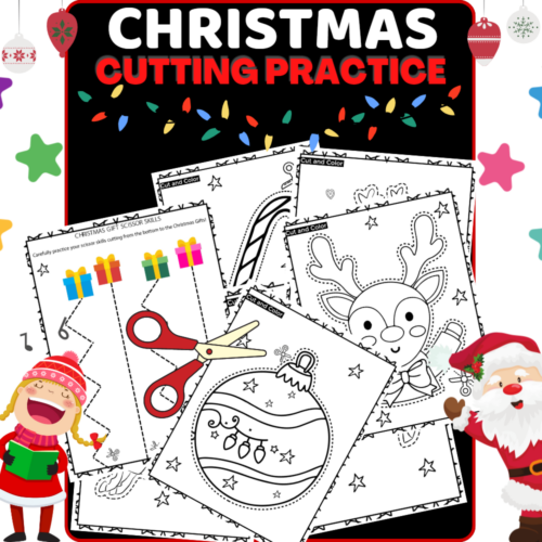 Christmas Scissor skills Cutting and Coloring ,Winter Activities 100 ...
