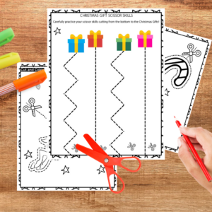 Christmas Scissor skills Cutting and Coloring ,Winter Activities 100 ...