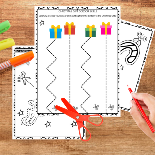 Christmas Scissor skills Cutting and Coloring ,Winter Activities 100 ...