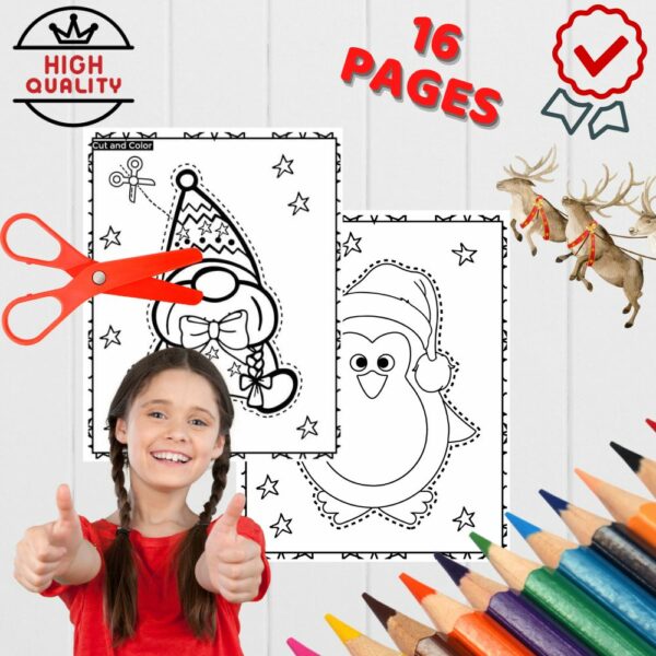 Christmas Scissor skills Cutting and Coloring ,Winter Activities 100 ...