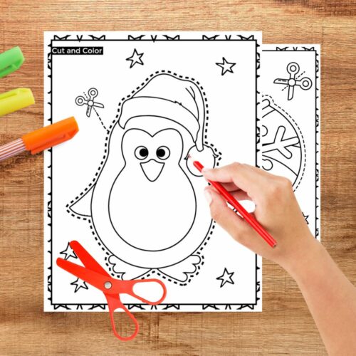 Christmas Scissor skills Cutting and Coloring ,Winter Activities 100 ...