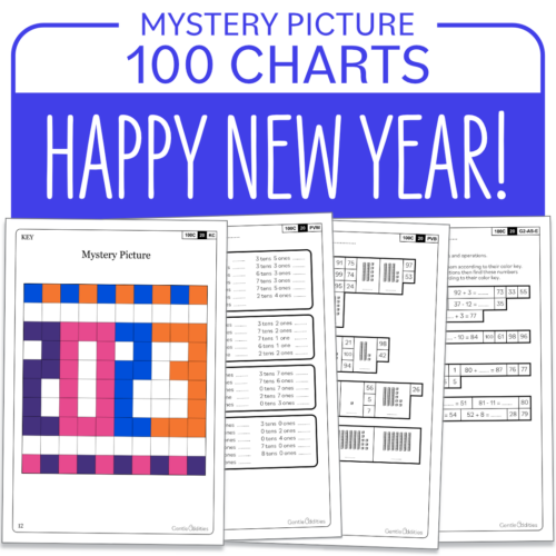 New Year 2023 Math Mystery Picture Hundred Charts (Place value, Add ...