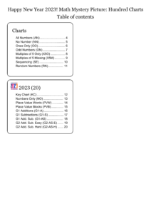 New Year 2023 Math Mystery Picture Hundred Charts (Place value, Add ...
