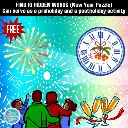 Find 10 Hidden Words (FREE New Year Puzzle) | Made By Teachers