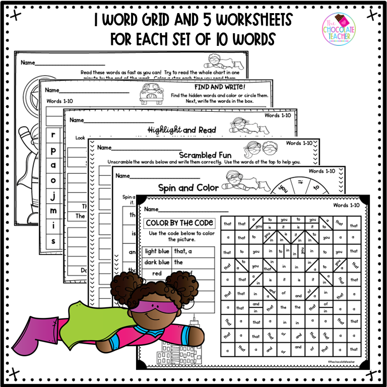 Sight Word Practice - Games - Worksheets - Fry Words 1-100 | Made By ...