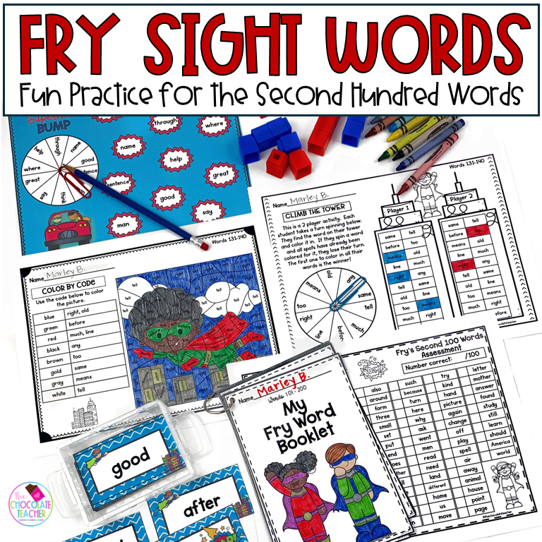Sight Word Practice - Game - Worksheets - Fry Words 101-200 | Made By ...