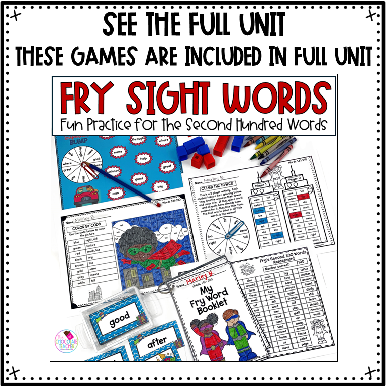 Sight Word Game - Practice - Bump Games - Fry Words 101-200 | Made By ...