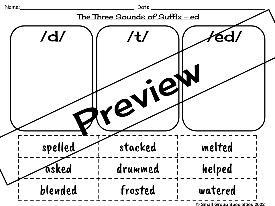 The Three Sounds of Suffix -ed Sorting Activities | Made By Teachers