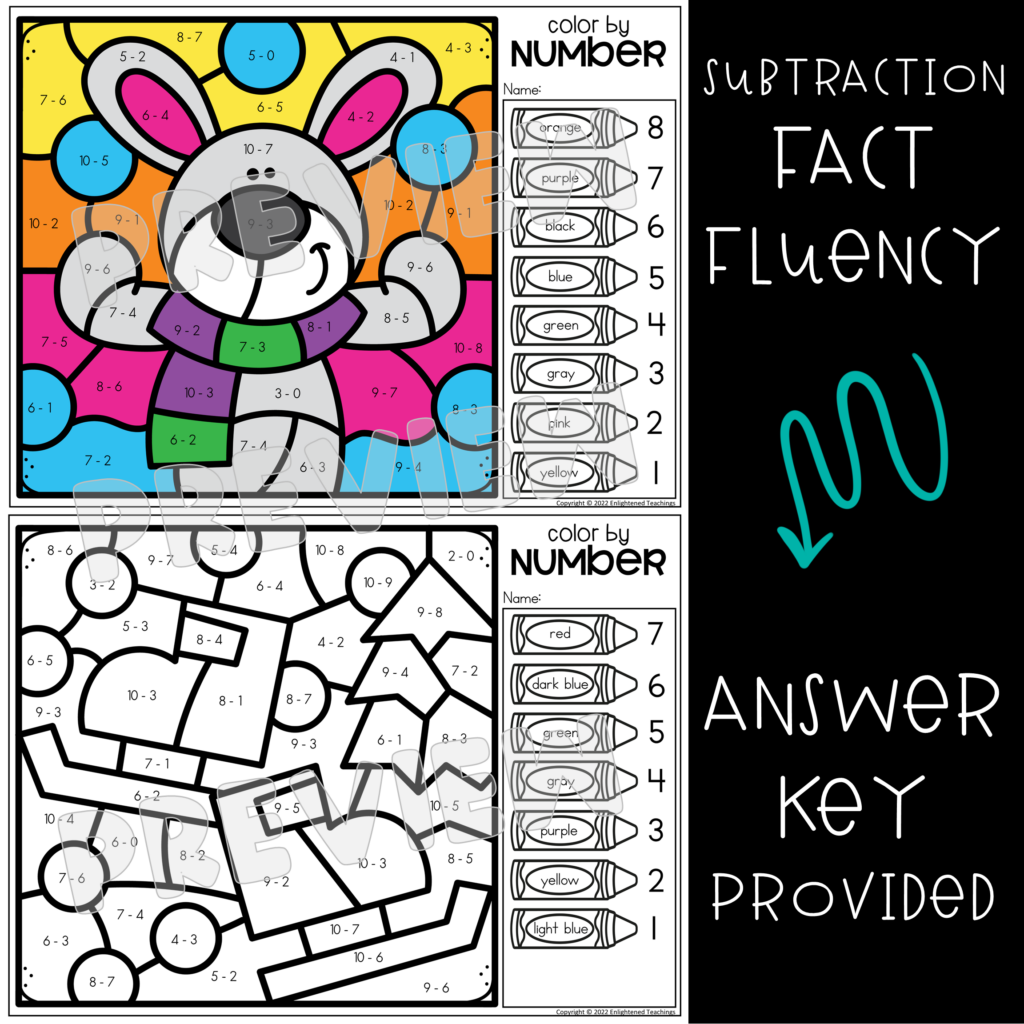 Winter Addition and Subtraction to 10 Color by Code BUNDLE | Made By ...