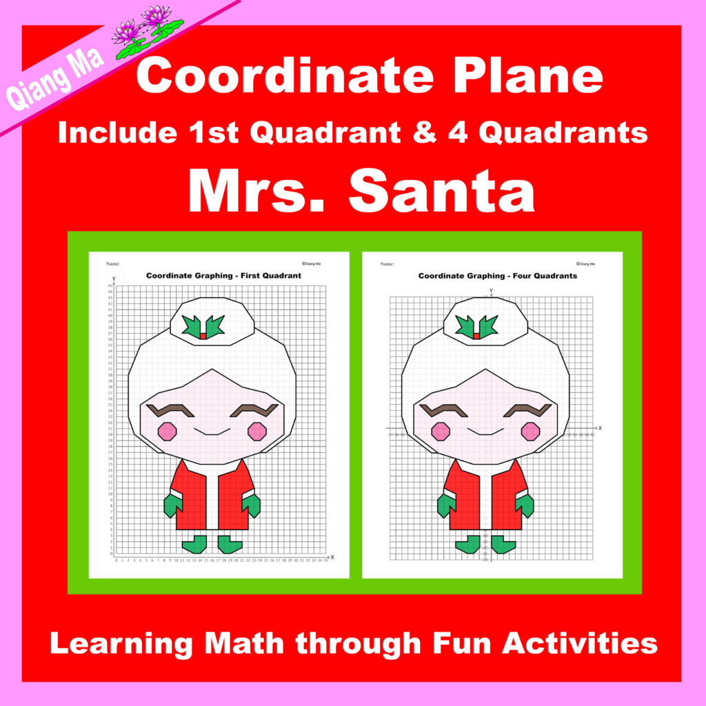 Christmas Coordinate Plane Graphing Picture: Mrs. Santa | Made By Teachers