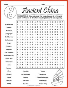 ANCIENT CHINA Civilization Word Search Puzzle Worksheet Activity | Made ...