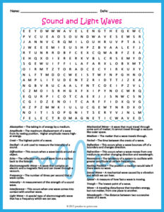 SOUND & LIGHT WAVES Word Search Worksheet Activity | Made By Teachers