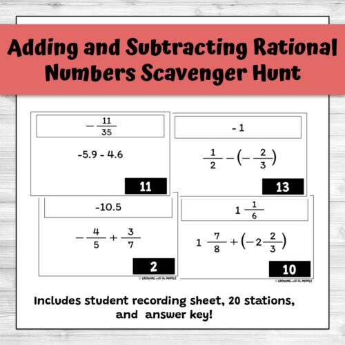 Adding and Subtracting Rational Numbers Scavenger Hunt | Made By Teachers