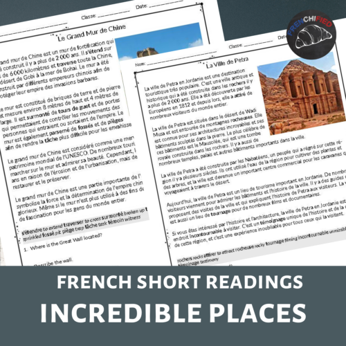 Short French reading passages - Incredible Places | Made By Teachers