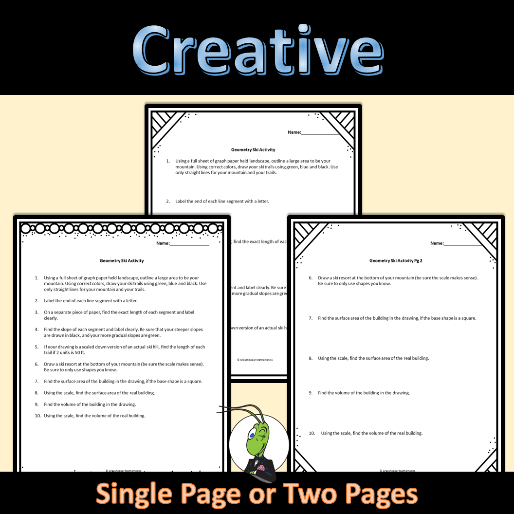 Winter Ski Hill Graphing Activity| Algebra | Geometry | Made By Teachers