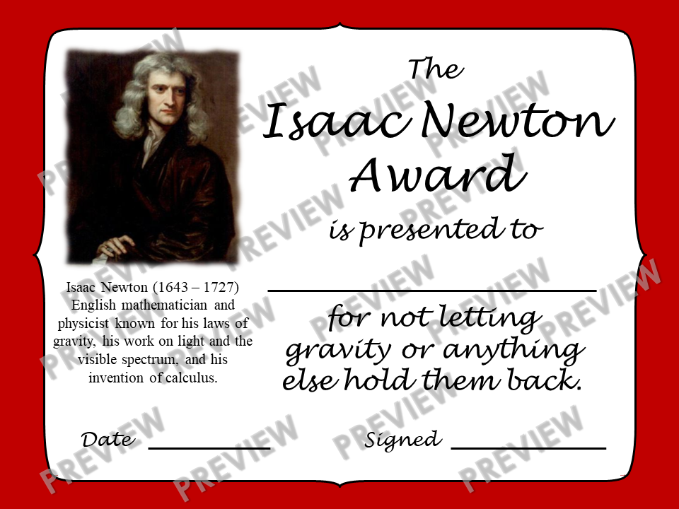 Math Certificates - Pack of 50 certificates featuring famous ...