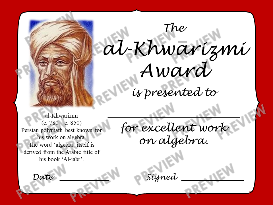 Math Certificates - Pack of 50 certificates featuring famous ...