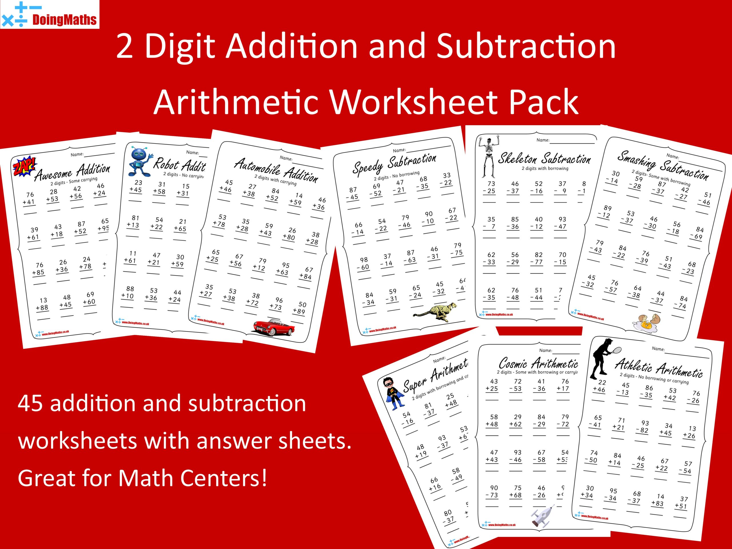 Two-digit Addition and Subtraction Worksheet Pack | Made By Teachers