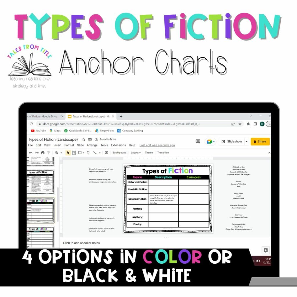 Fiction Genres: Anchor Charts and Interactive Notebook Pages | Made By ...